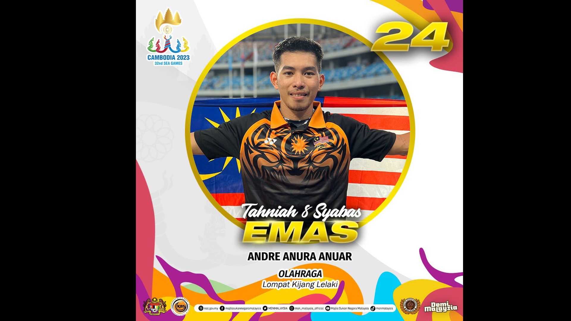Sukan SEA Kemboja: Andre Anura Anuar butir pingat emas ke-24 negara ...