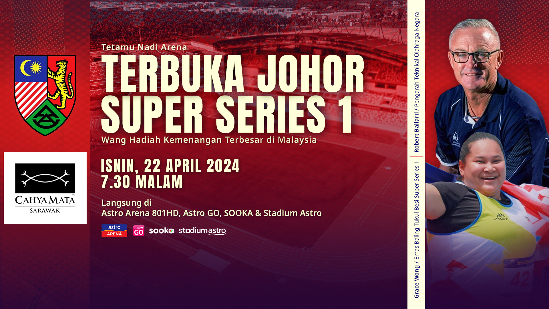 Terbuka Johor Super Series 1: Info siaran langsung tetamu Nadi Arena | Stadium Astro