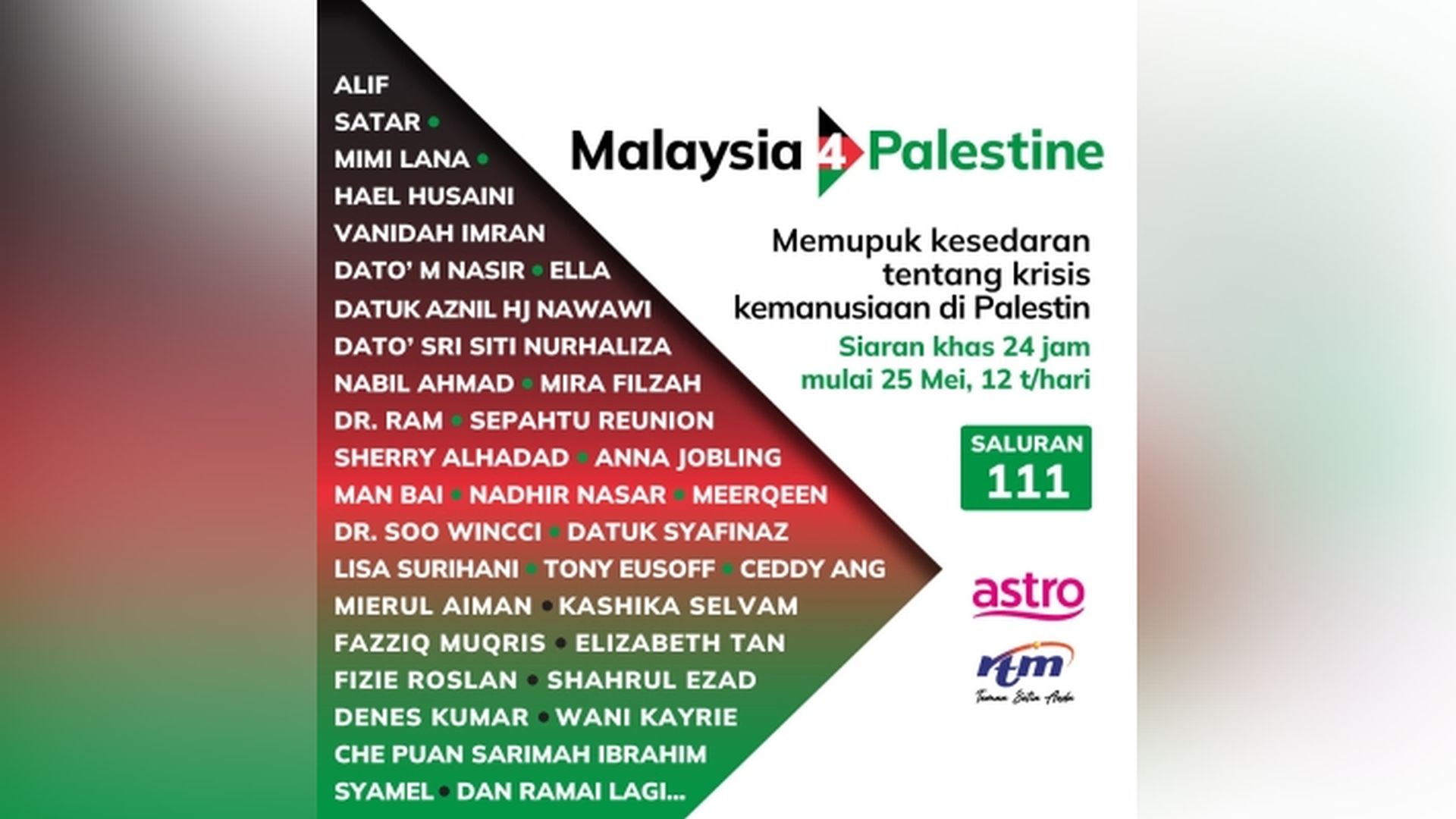 Astro, RTM bawakan saluran #Malaysia4Palestine 24 jam | Stadium Astro