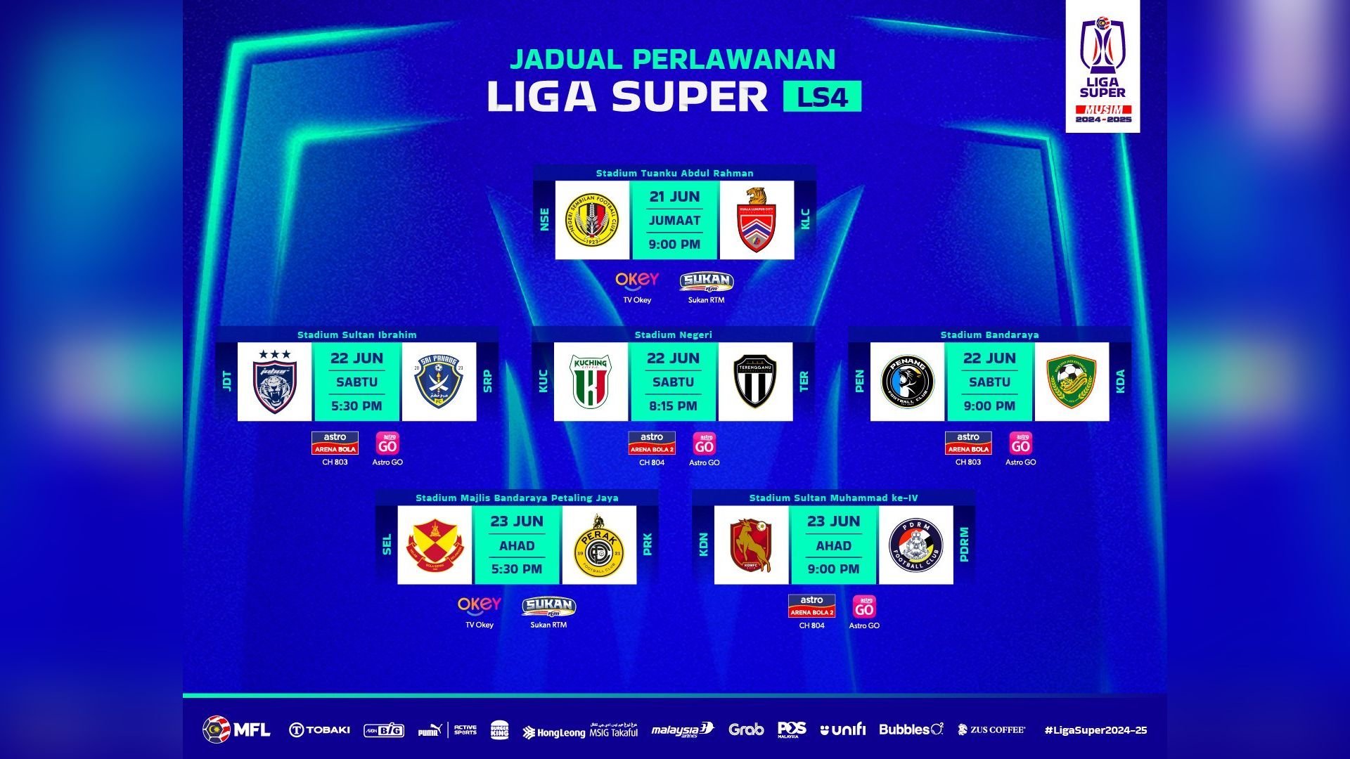 Info Siaran Liga Super: Jadual perlawanan Minggu Keempat | Stadium Astro