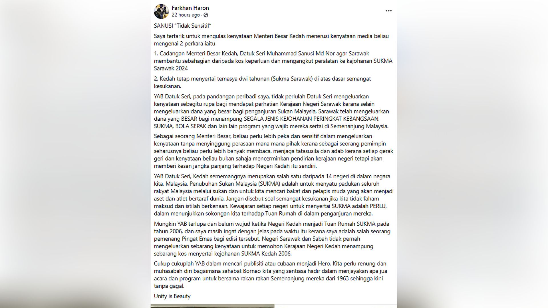 SUKMA 2024: Sanusi 'tidak sensitif', cukuplah cari publisiti, jadi hero ...