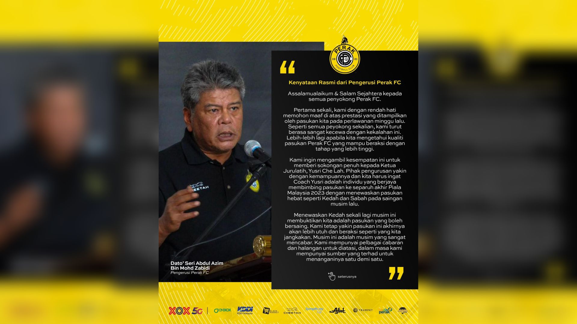 Liga Super: Pengurusan Perak berdiri teguh di belakang Yusri Che Lah ...