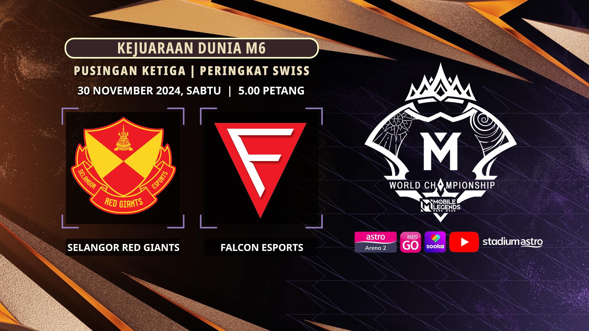 Kejohanan Dunia M6: LIVE STREAMING SRG vs Falcon Esports | Stadium Astro