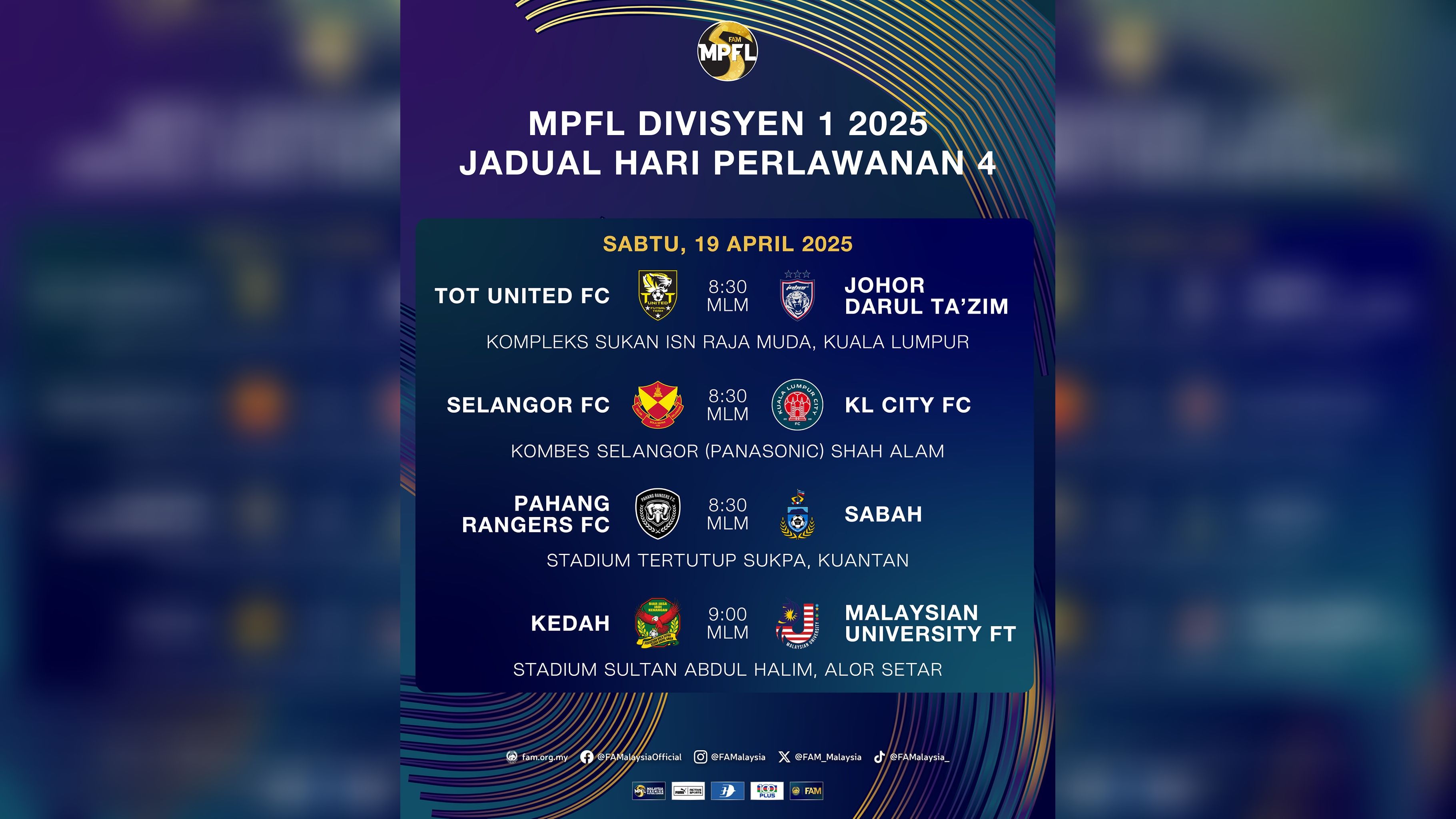 Info perlawanan keempat MPFL Divisyen 1 Sabtu ini | Stadium Astro